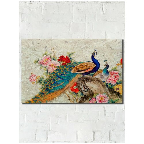 Картина интерьерная на рельефной доске ОСП Китайская живопись Гохуа Азия - 6601 Г