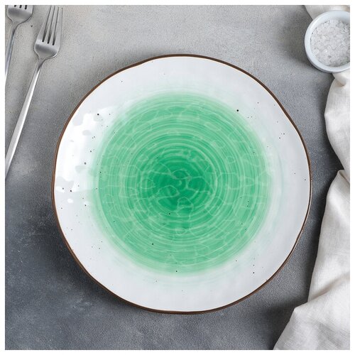 Тарелка керамическая Доляна «Космос», d=27,5 см, цвет зелёный