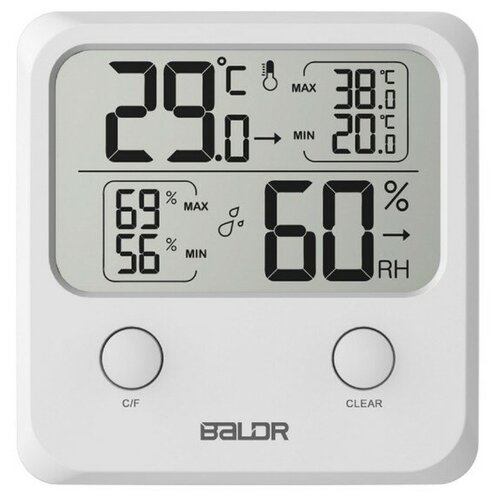 BALDR B0335TH-2 цифровой термогигрометр с тенденцией изменения температуры и влажности, белый