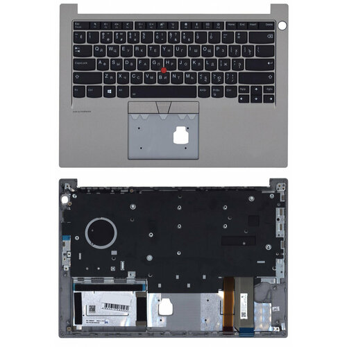 Клавиатура для Lenovo ThinkPad E14 черная с серебристым топкейсом