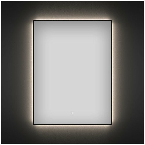 Настенное зеркало в ванную с подсветкой Wellsee 7 Rays' Spectrum 172200920 : влагостойкое прямоугольное зеркало 55х80 см с черным матовым контуром