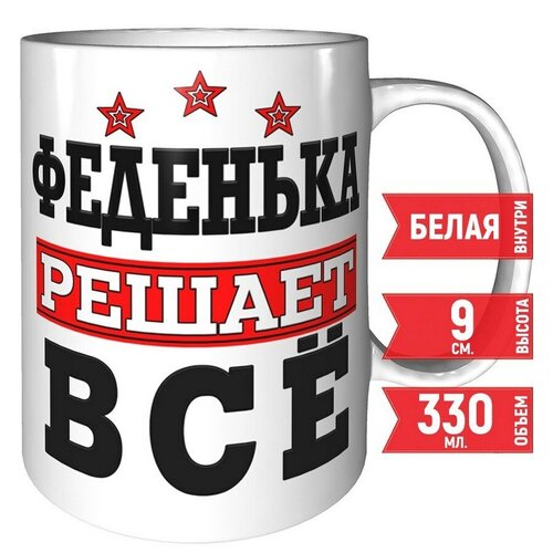 Кружка Феденька решает всё - керамическая 330 мл.