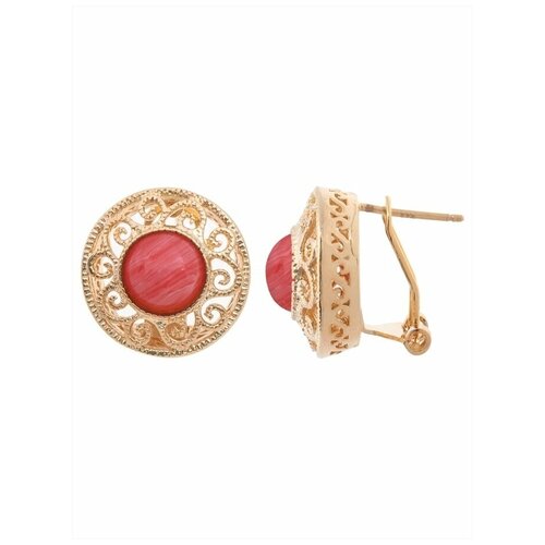 Серьги Lotus Jewelry, родохрозит, красный