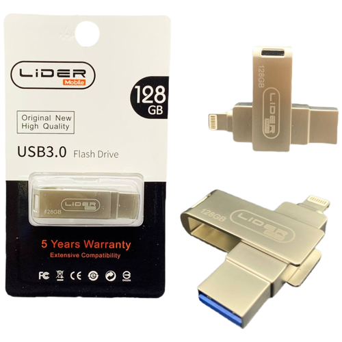 LIDER mobile HIGH-SPEED /USB Флешка для айфона / iDrive / Металлическая /USB Флеш-накопитель 128 gb