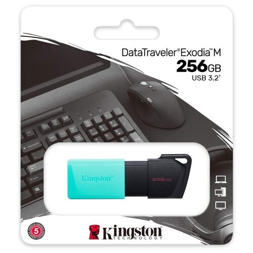 Флеш-память Kingston DataTraveler Exodia M, 256Гб, USB 3.2 gen.1 бирюзовый