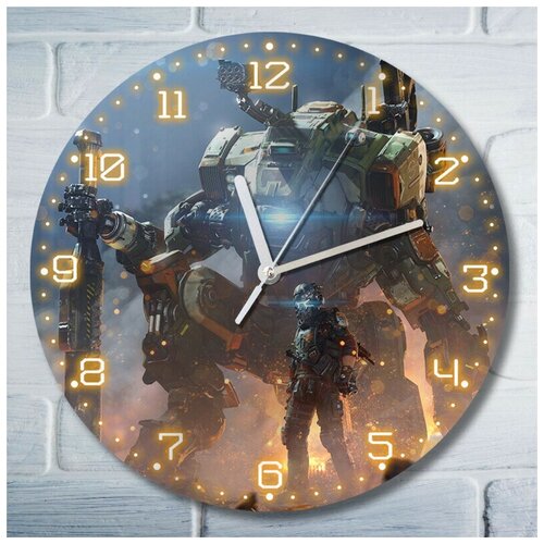 Настенные декоративные часы УФ с ярким рисунком, диаметр 28см игры Titanfall (титанфолл, PS, Xbox, PC, Switch) 4726