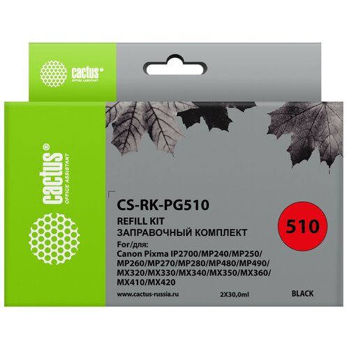 Заправочный набор Cactus CS-RK-PG510 черный 2x30мл для Canon MP240/ MP250/MP260