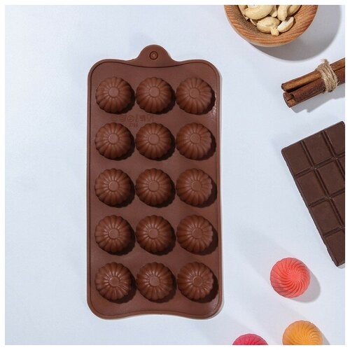 Форма для шоколада Доляна "Ассорти", 21,5х10,4х1,5 см, 15 ячеек