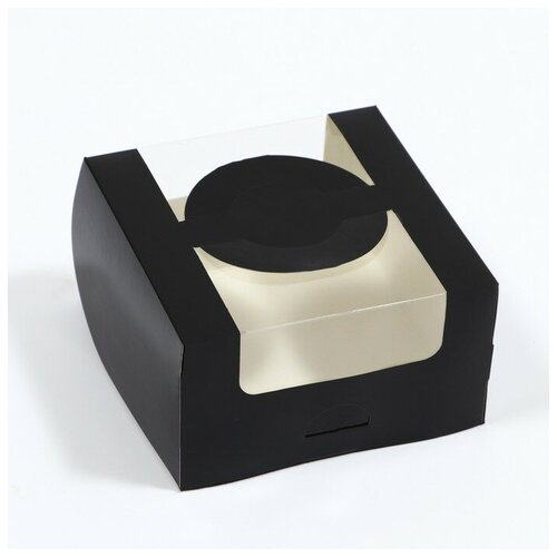 Коробка подарочная Сима-ленд с окном, 14 х 14 х 8 см, черный
