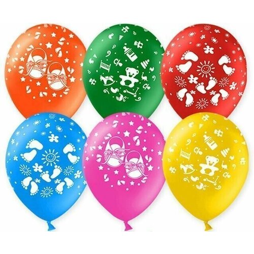 Шарики воздушные (12'/30 см) Новорожденный, Ассорти, пастель, 5 ст, 50 шт. набор шаров на праздник