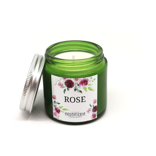 Aromateria. Ароматическая свеча "Rose" в банке 120 мл. соевый воск