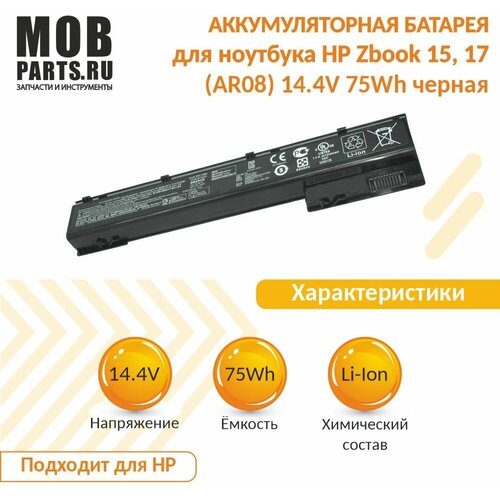 Аккумуляторная батарея для ноутбука HP Z Book 15, 17 (AR08) 14.4V 75Wh черная