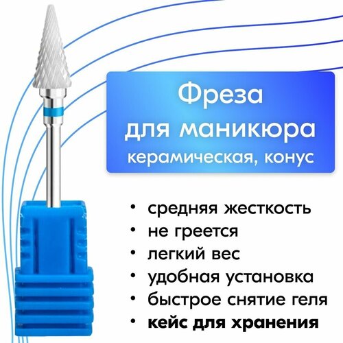NailsProfi, Фреза конус синяя керамическая для аппаратного маникюра и педикюра