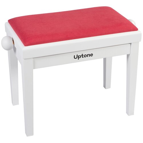 UPTONE Fusion MW3 Red банкетка с регулировкой высоты, цвет корпуса белый матовый, сиденье вельвет в рубчик красный