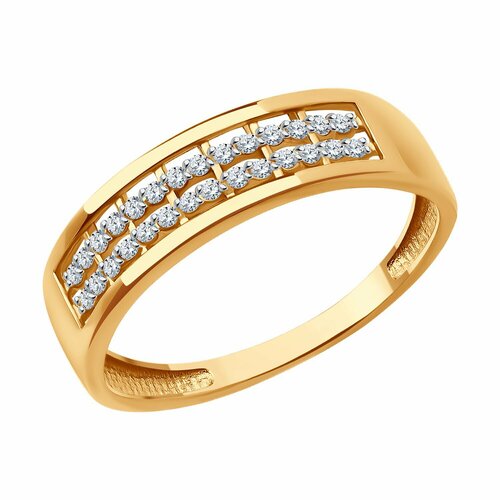 Кольцо Diamant online, золото, 585 проба, фианит, размер 18.5, прозрачный