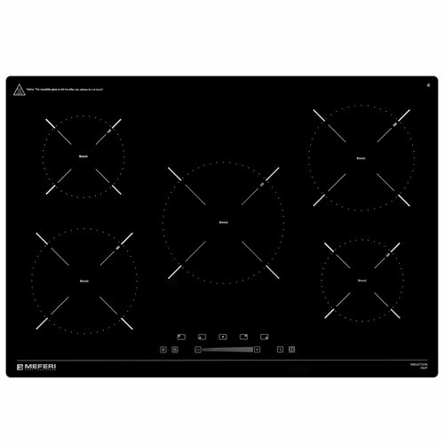 Индукционная варочная панель MEFERI MIH755BK POWER, 75 см, 5 конфорок, черная