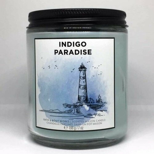 Bath And Body Works ароматическая свеча с одним фитилем INDIGO PARADISE (198g)