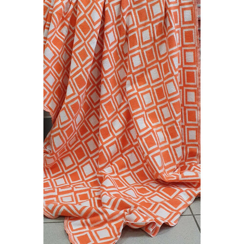 Одеяло 100% хлопок 140x200 квадраты оранжевый 400гр