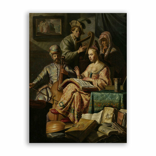 Картина на холсте, репродукция / Рембрандт - Musicerend gezelschap / Размер 40 x 53 см