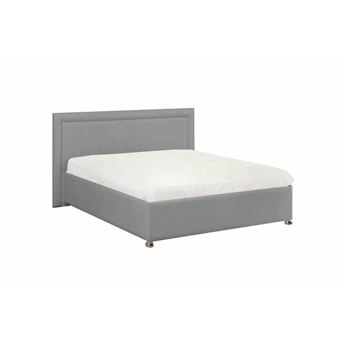 Двуспальная кровать Нью-Йорк 180x200 основание металлическое с ламелями велюр серый ножки 13 см хром