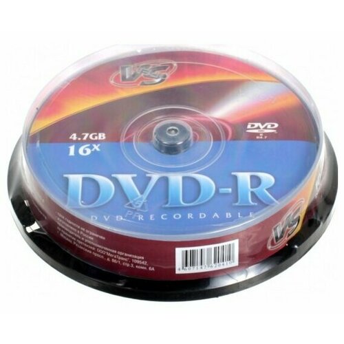 Диск VS DVD-R, 4,7Гб, 16х, 10 штук