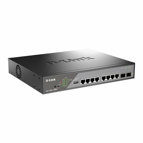 D-Link Сетевой коммутатор/ Smart L2 Surveillance Switch 8х1000Base-T PoE 802.3bt 90W, 2x1000Base-X SFP, PoE Budget 242W, Long-range PoE up to 250m
