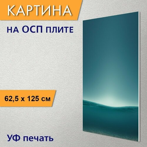 Вертикальная картина на ОСП "Море, вода, свет" 62x125 см. для интерьериа