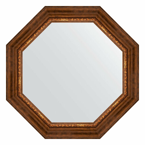 Зеркало настенное Octagon EVOFORM в багетной раме римская бронза, 71х71 см, для гостиной, прихожей, кабинета, спальни и ванной комнаты, BY 7345
