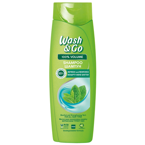 Wash & Go шампунь для мужчин с ментолом для всех типов волос, 360 мл