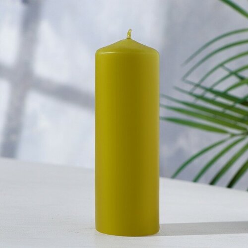 Дарим Красиво Свеча - цилиндр, 4×12 см, 15 ч, оливковая