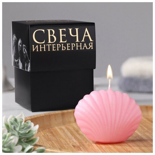 Свеча фигурная в подарочной коробке "Ракушка", 3,2х4,5 см, розовая