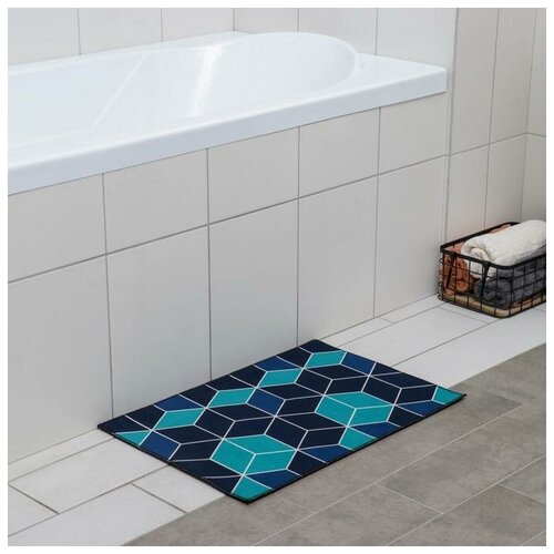 Коврик для ванной Доляна «Бурлеск», 40×60 см, цвет синий