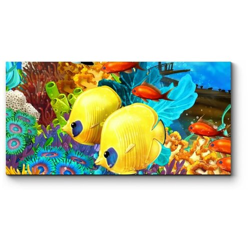 Модульная картина Тропические рыбки 70x35
