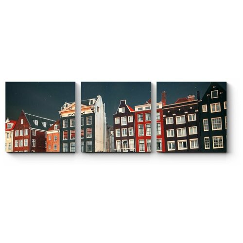 Модульная картина Амстердам в свете звезд 140x47