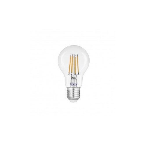 Светодиодная LED лампа General филамент ЛОН A60 E27 10W 2700K 2K 60x105 (нитевидная) празрачная 631700 (упаковка 25 штук)