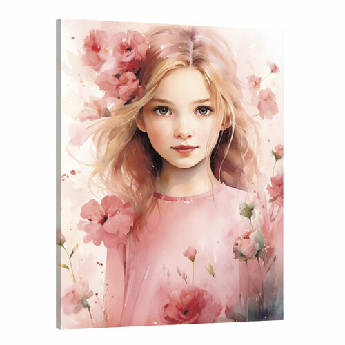Интерьерная картина 50х70 "Девочка в цветах"