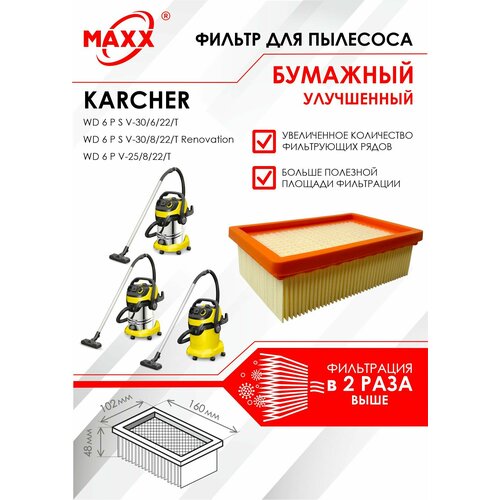 Фильтр для пылесоса Karcher WD 6 PSV-30/6/22/T, PV-25/8/22/T