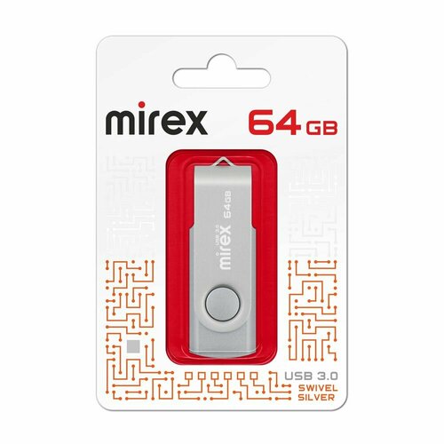 USB 3.0 флэш-накопитель 64 Гб Mirex SWIVEL SILVER