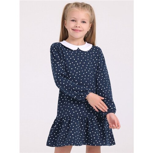 Школьное платье Апрель, размер 62-122, синий, белый