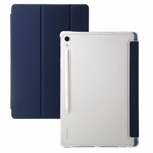 Чехол для планшета Samsung Galaxy Tab S9/ Tab S9 FE (SM-X710/X716; BSM-X510/X516), держатель для стилуса, из мягкого силикона (темно-синий)