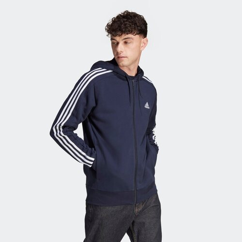 Толстовка adidas Essentials French Terry 3-Stripes Full-Zip, размер L, синий