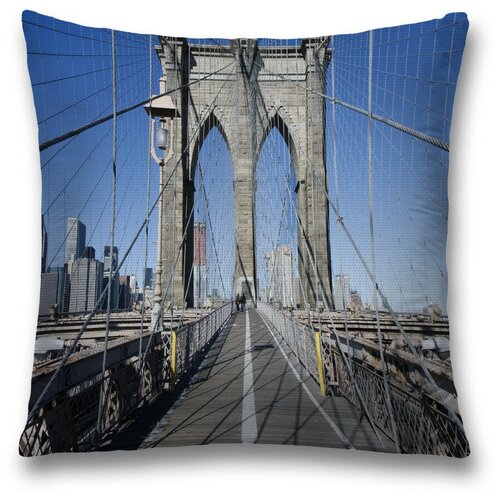Наволочка декоративная на молнии, чехол на подушку JoyArty "Бруклинский мост" 45х45 см