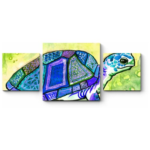 Модульная картина Голубая черепаха 170x73