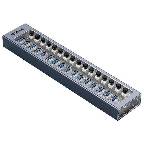 USB-концентратор  ORICO AT2U3-16AB, разъемов: 16, 100 см, серый/прозрачный