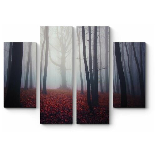 Модульная картина Осенний лес туманным утром 120x90