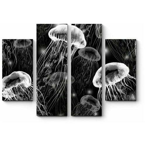 Модульная картина Черно-белые медузы 130x98