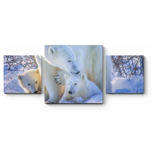 Модульная картина Семейная прогулка полярных медведей 190x81