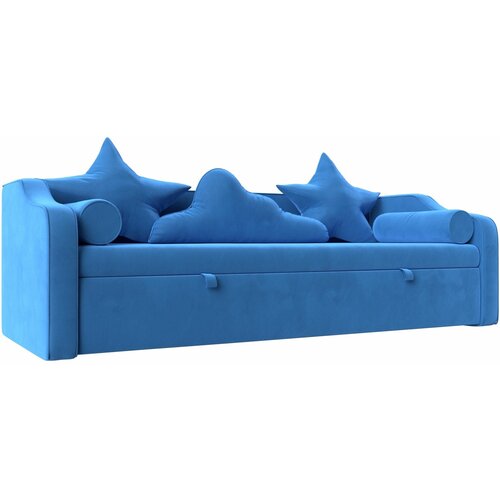 Детский диван-кровать Лига Диванов Рико Голубой (велюр)