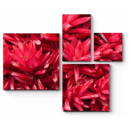 Модульная картина Красные тропические цветы112x93