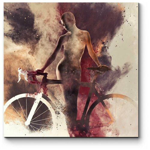 Модульная картина Девушка с велосипедом 110x110